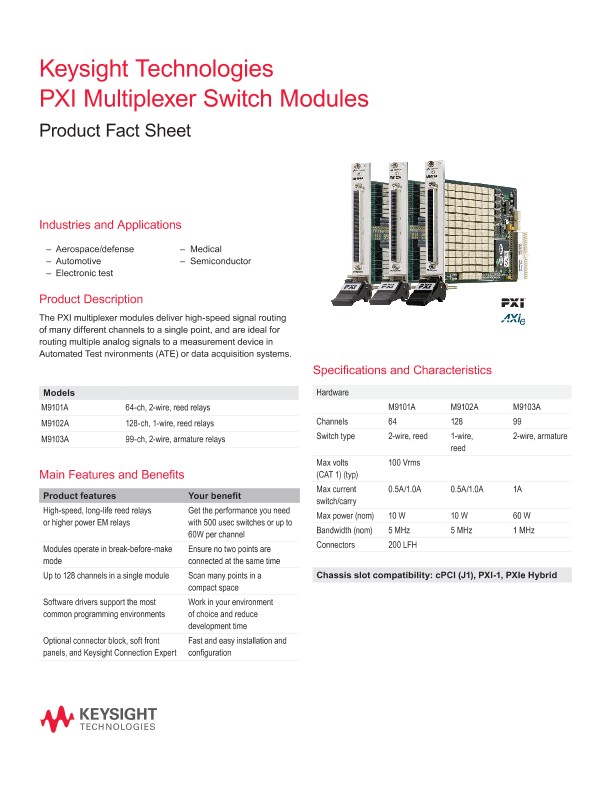 PXI Multiplexer Switch Modules PDF Asset Page | Keysight